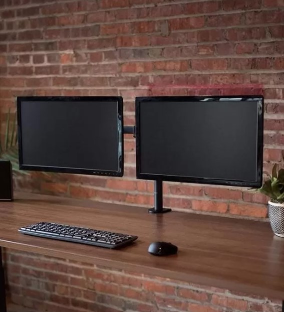 NB Z022-Dual LCD Monitor Adjustable Arms Desk Table Mount Stand for 2 ...